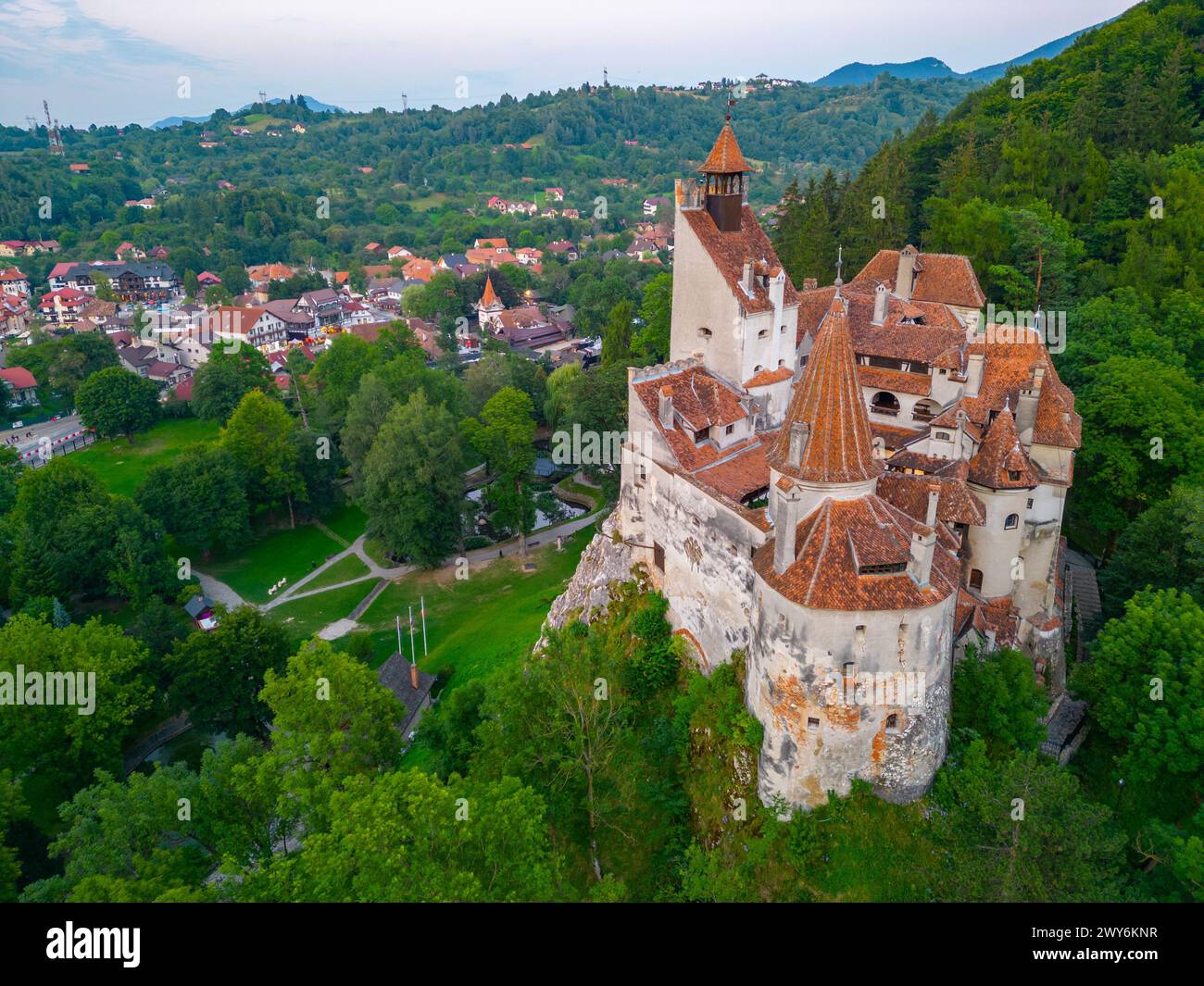 Sunset view of Bran castle in Romania Stock Photo - Alamy