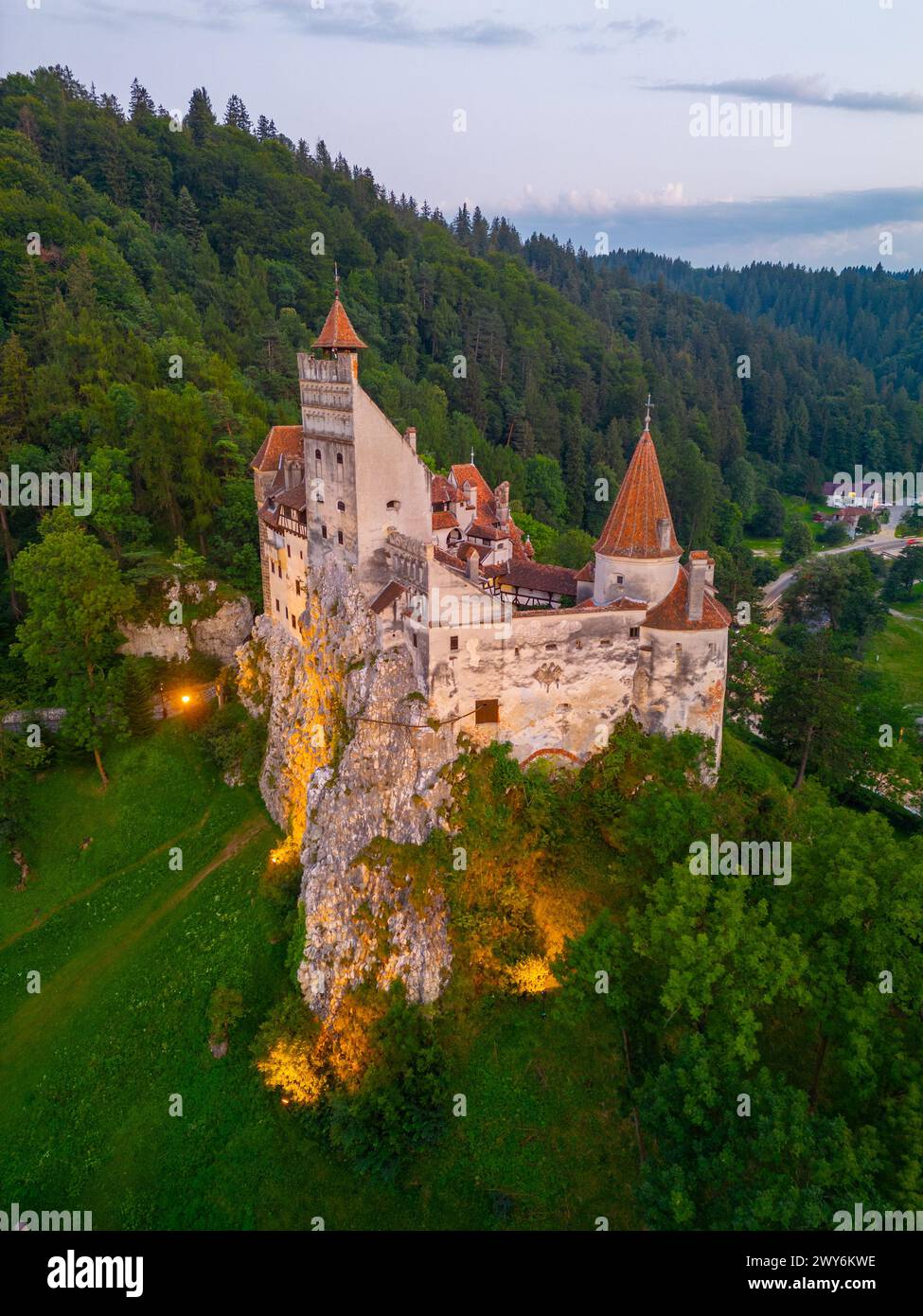 Sunset view of Bran castle in Romania Stock Photo - Alamy