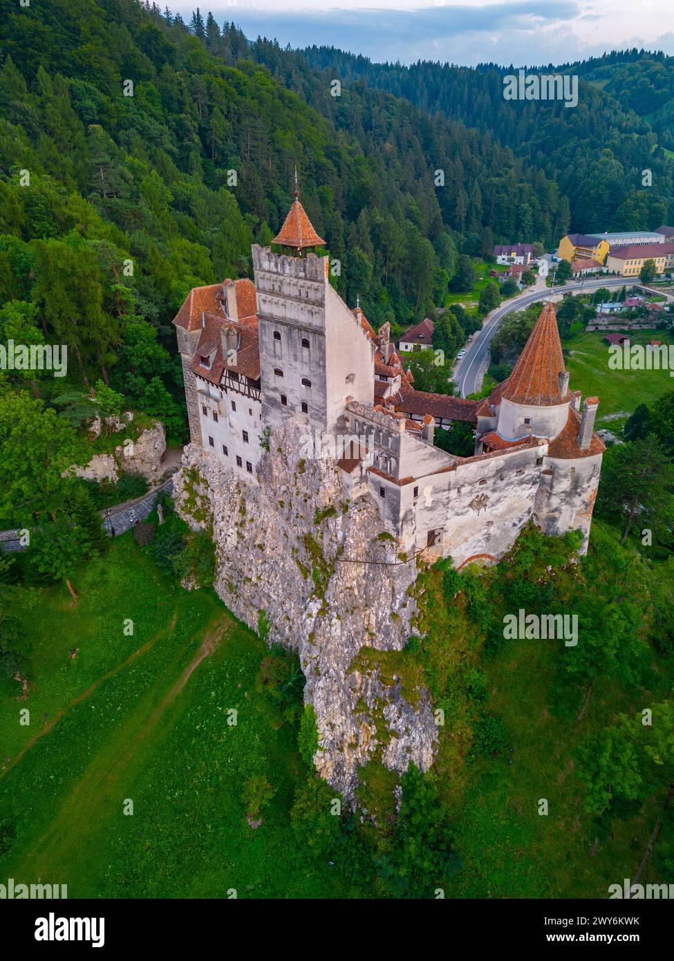 Sunset view of Bran castle in Romania Stock Photo - Alamy
