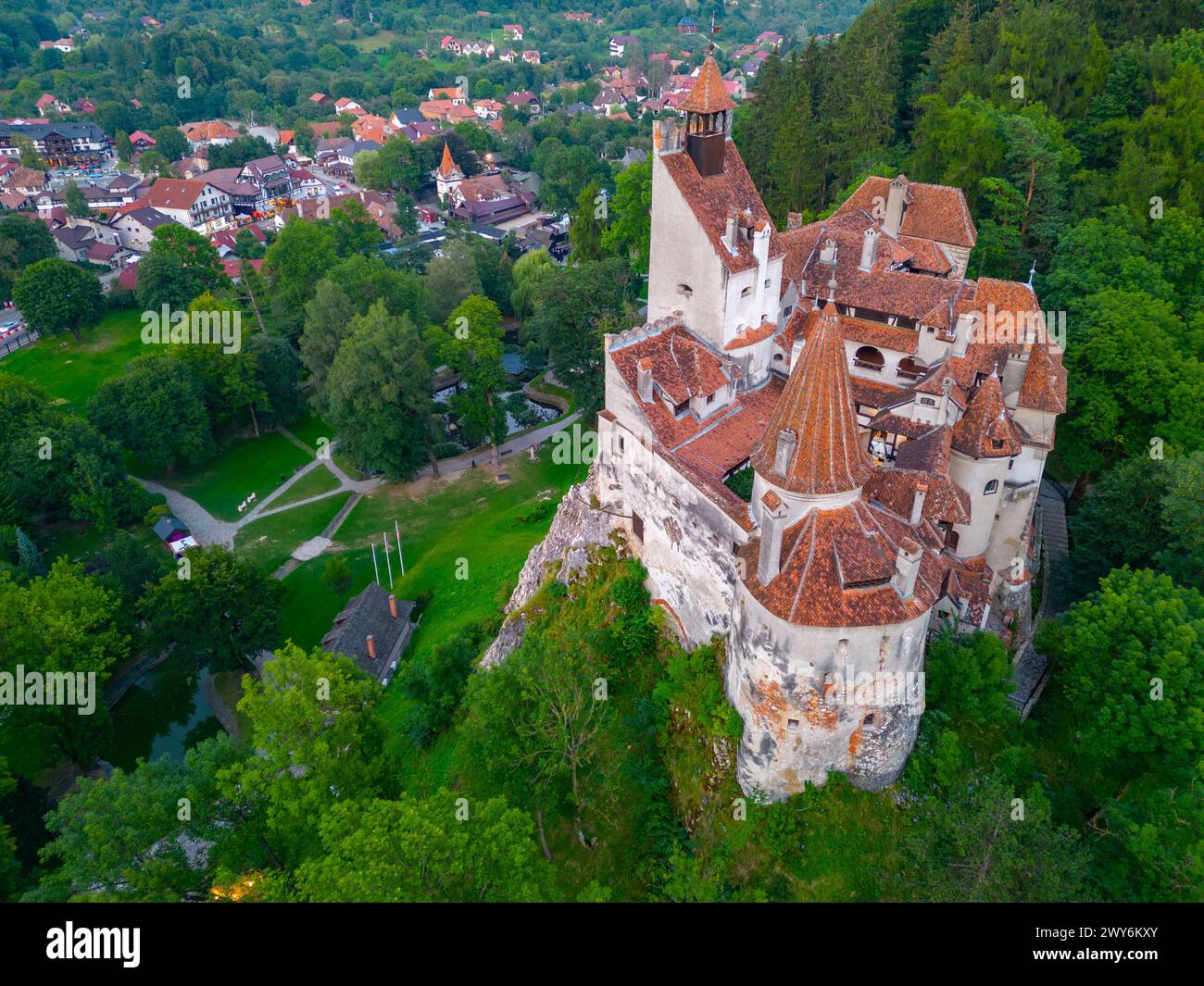 Sunset view of Bran castle in Romania Stock Photo - Alamy