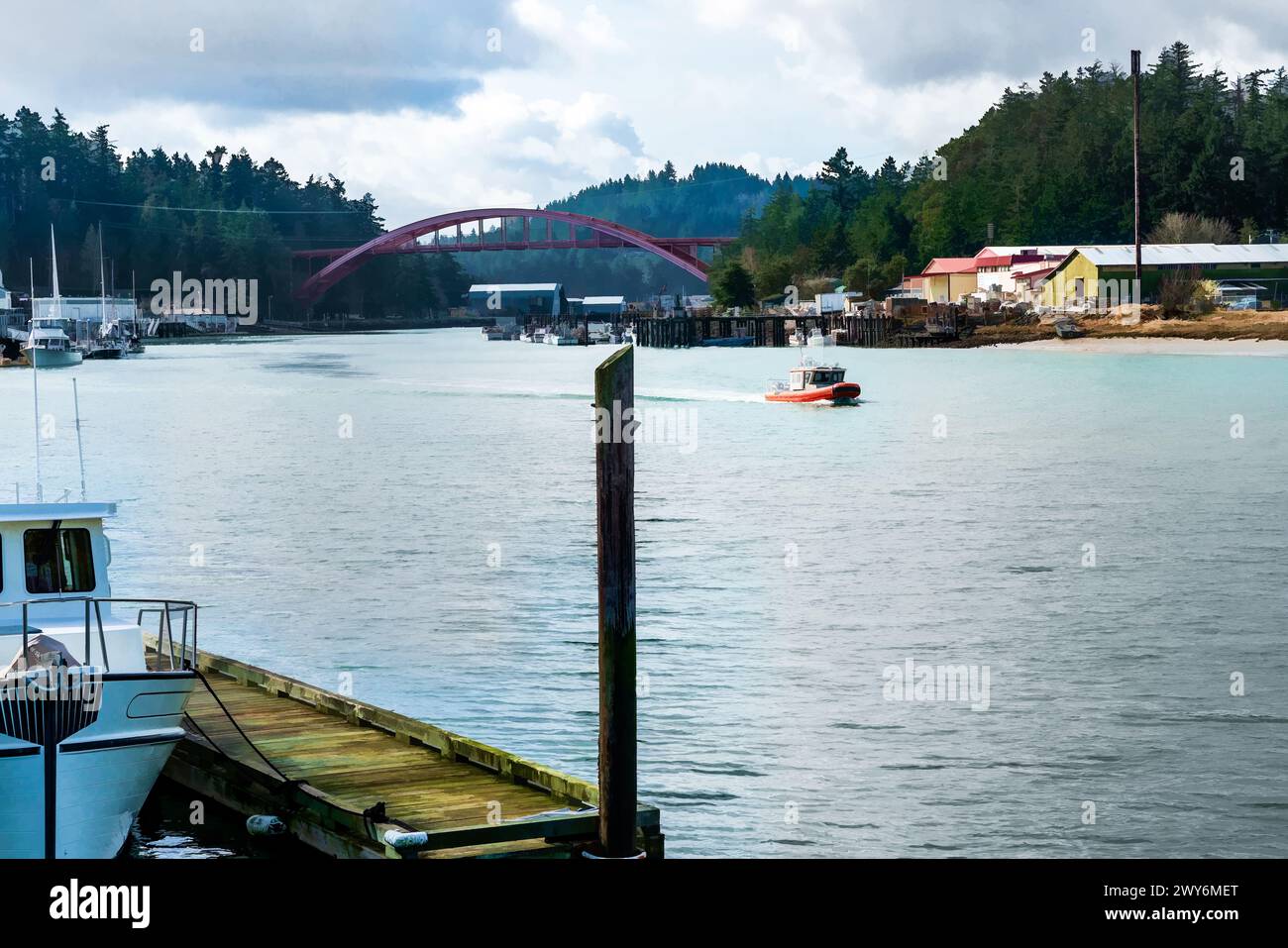 An illustration of the Rainbow Bridge and Swinomish Channel in La ...