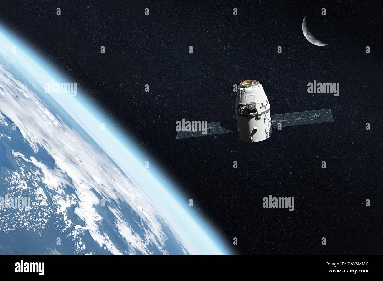 Blue planet Earth. Spacecraft launch into space. Elements of this image ...