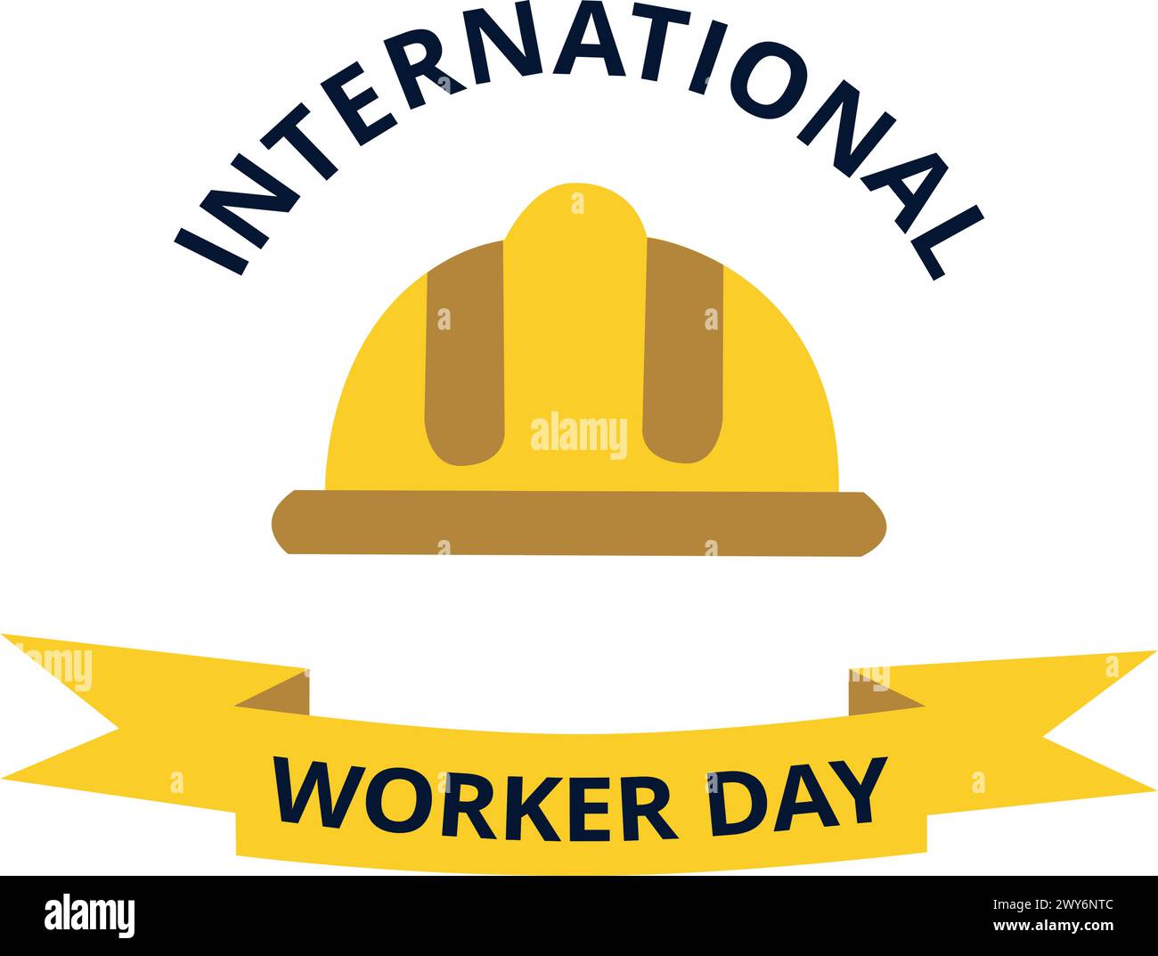 Workers day banner with text and a helmet on a white background Stock ...