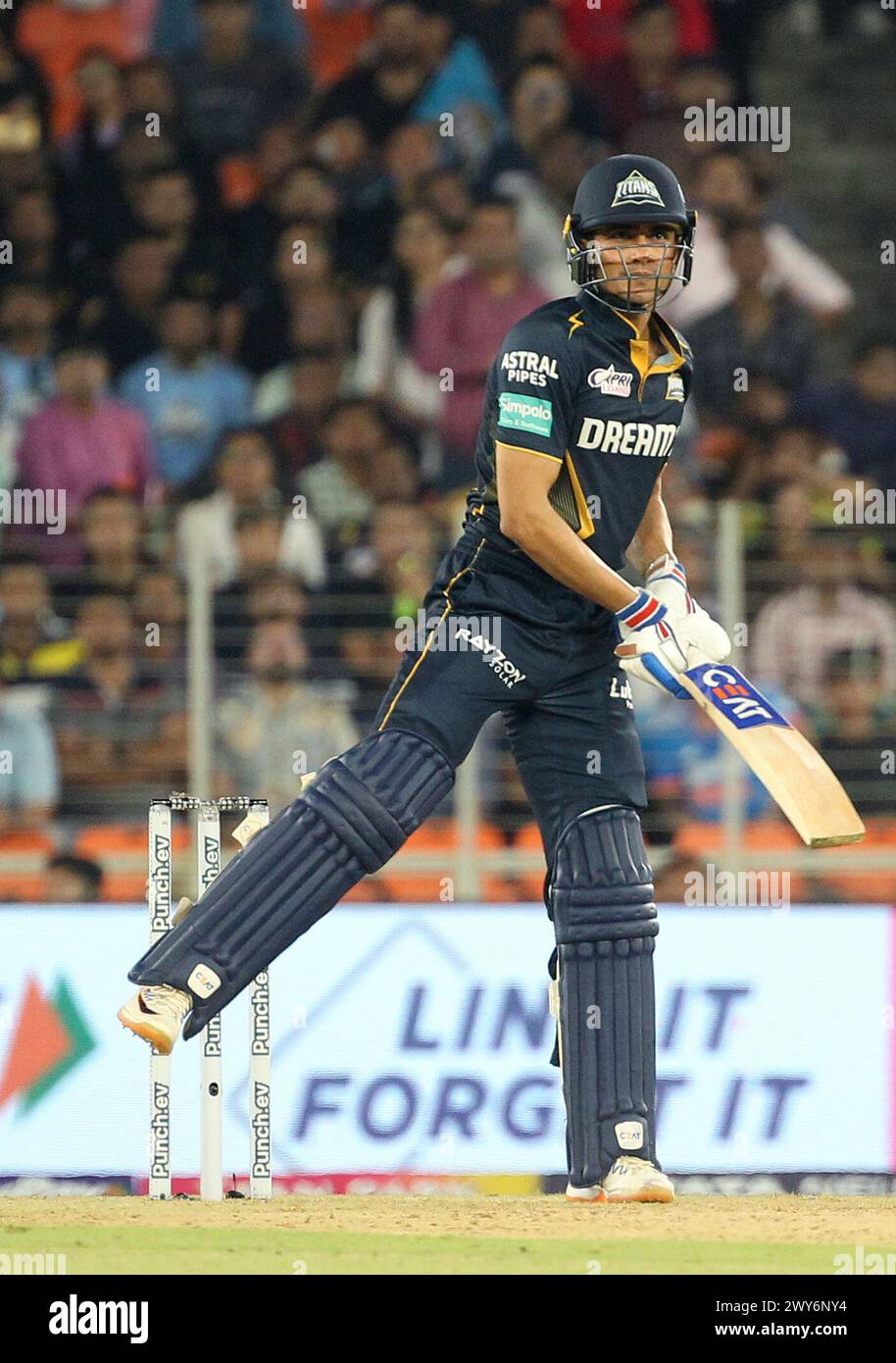 Gujarat Titans' captain Shubman Gill plays a shot during the Indian ...