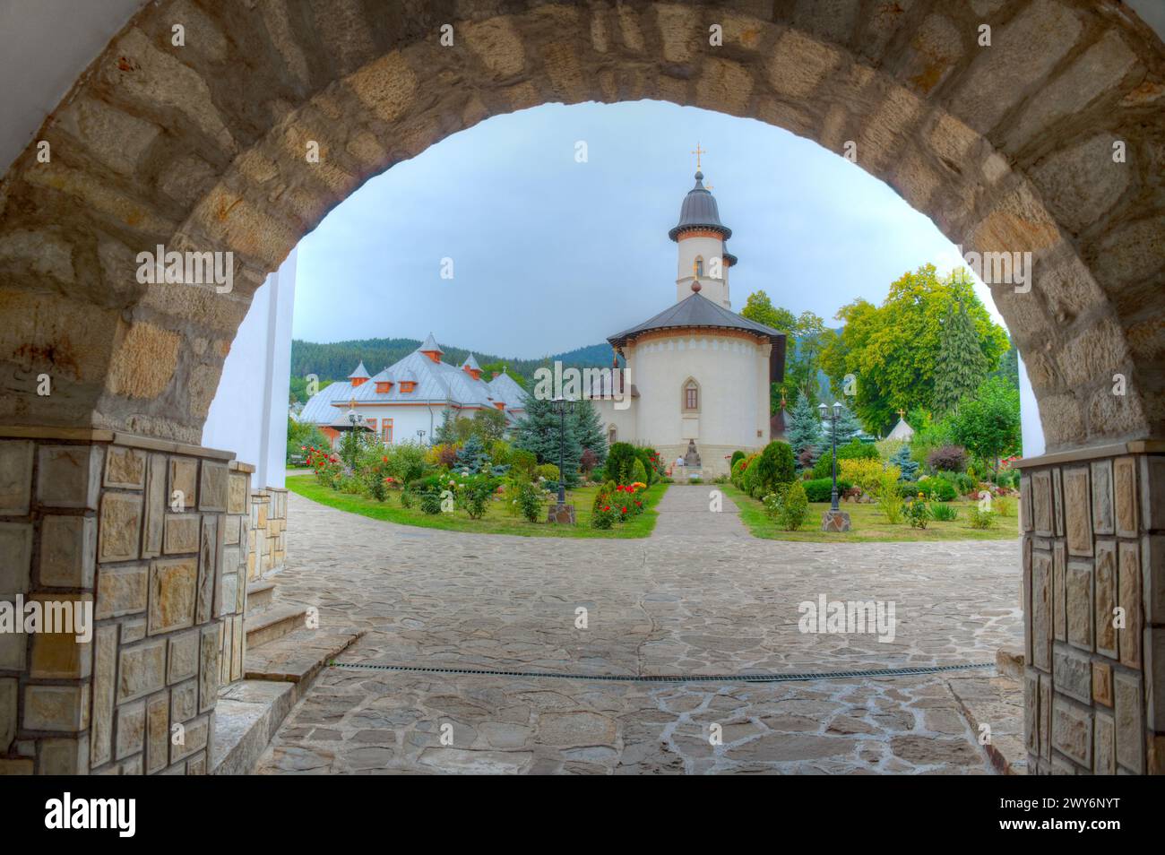 Varatec monastery during a cloudy day in Romania Stock Photo - Alamy