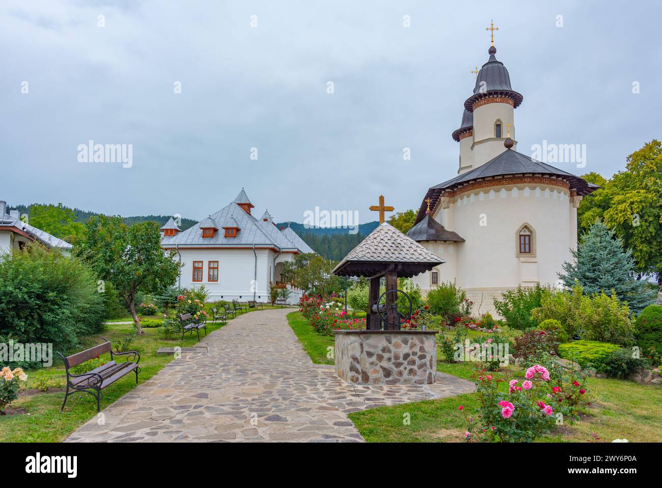 Varatec monastery during a cloudy day in Romania Stock Photo - Alamy