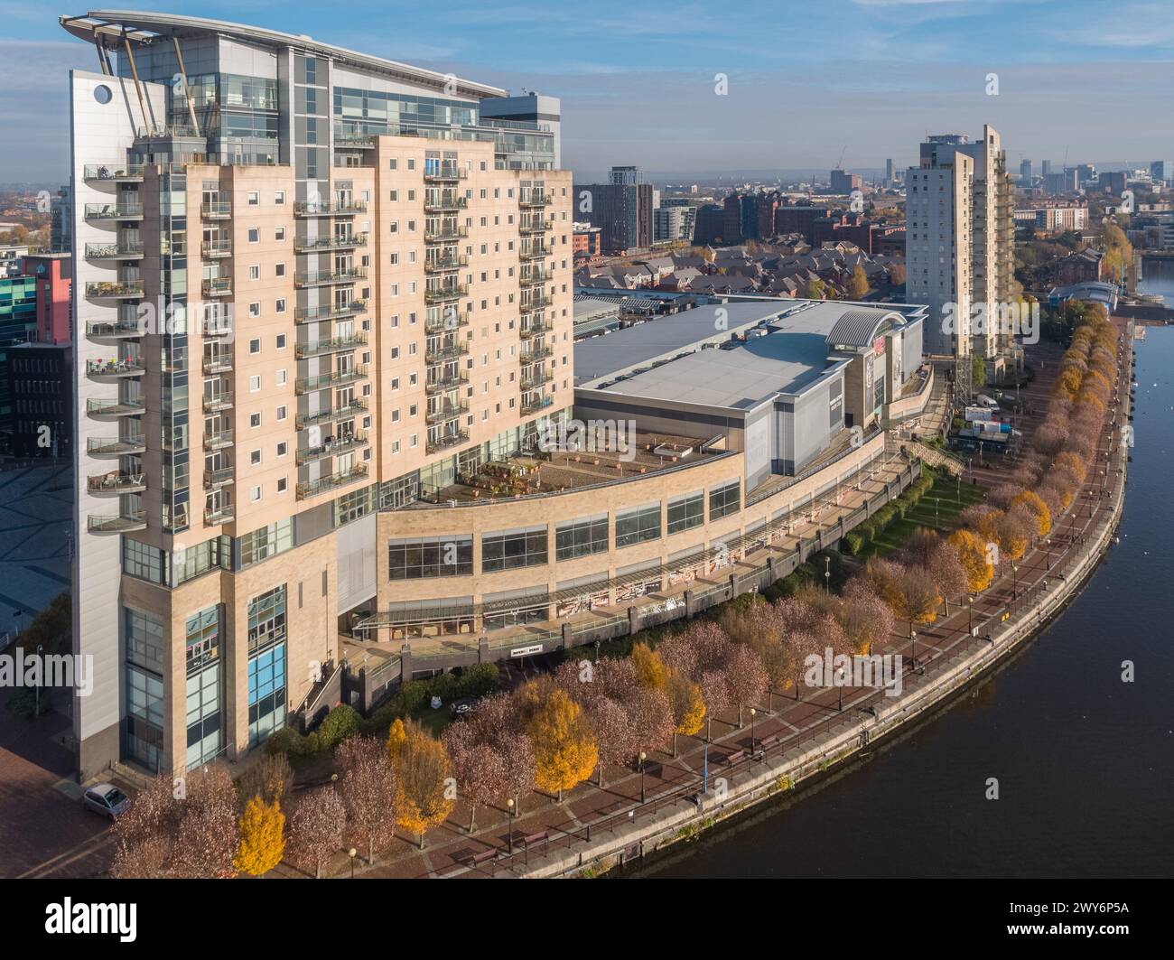 Drone photograph of Quay Plaza residential development and part of ...