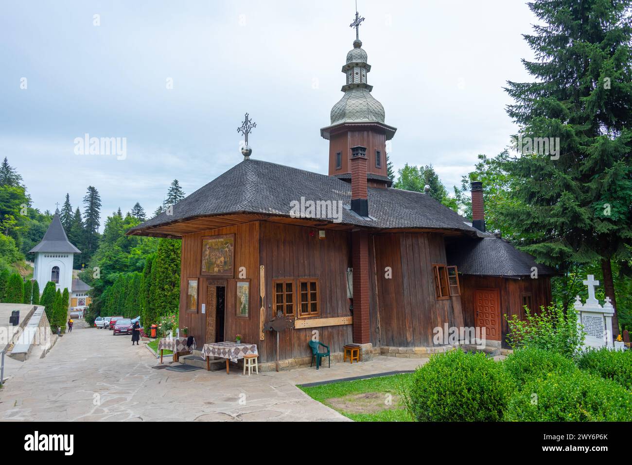 Sihla monastery during a cloudy day in Romania Stock Photo - Alamy