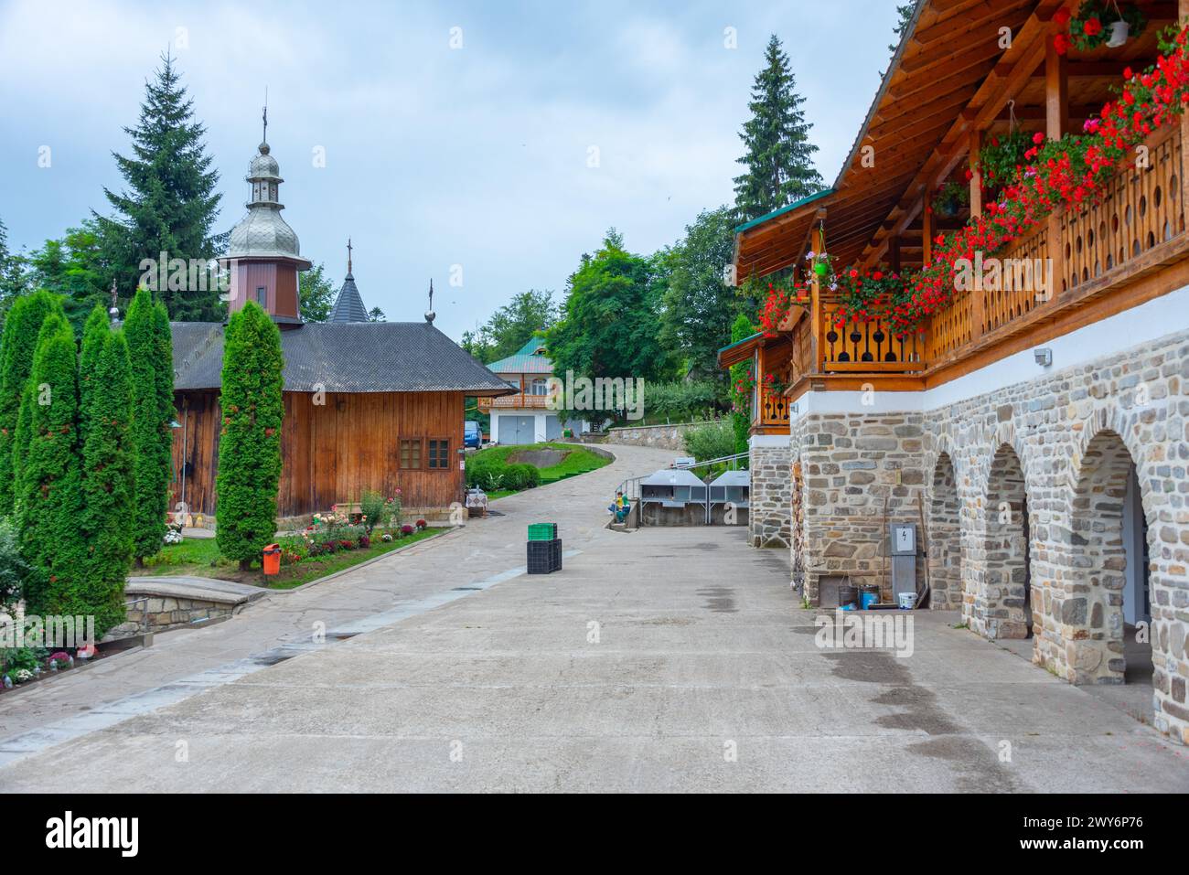 Sihla monastery during a cloudy day in Romania Stock Photo - Alamy