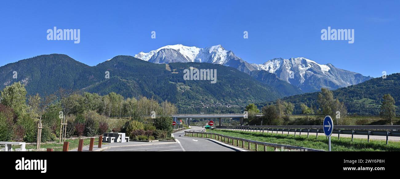 At the exit of the cross-border Mont Blanc road tunnel (11.6 km ...