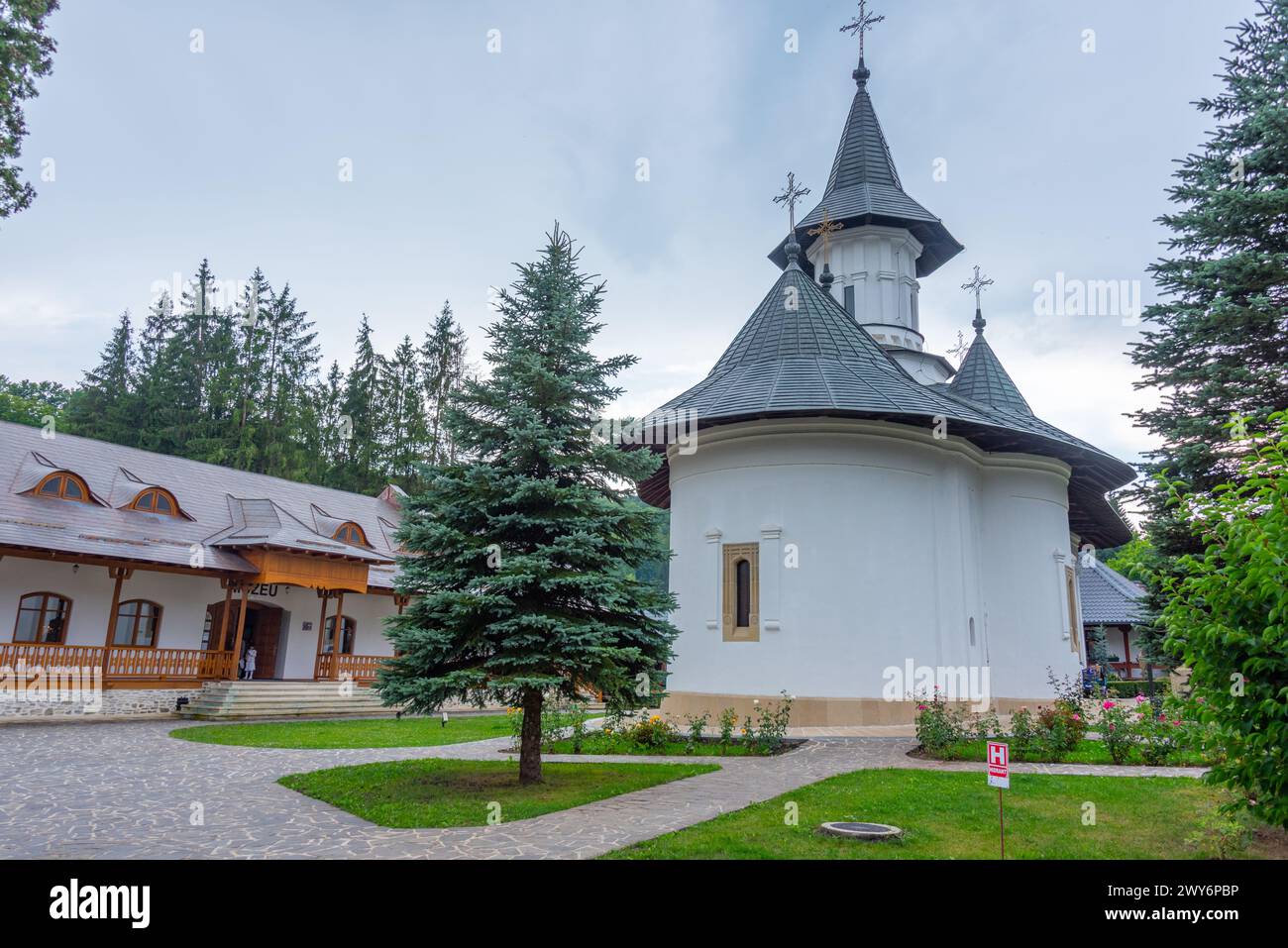 Sihastria monastery during a cloudy day in Romania Stock Photo - Alamy
