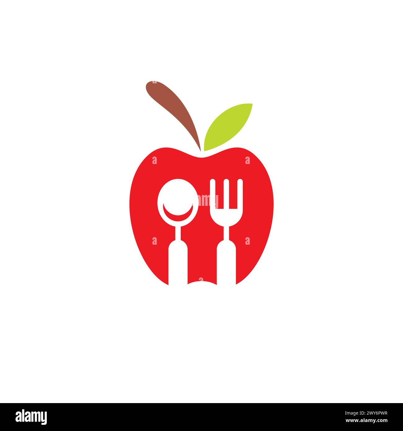 spoon, fork and apple icon. Health Food Logo Stock Vector Image & Art ...