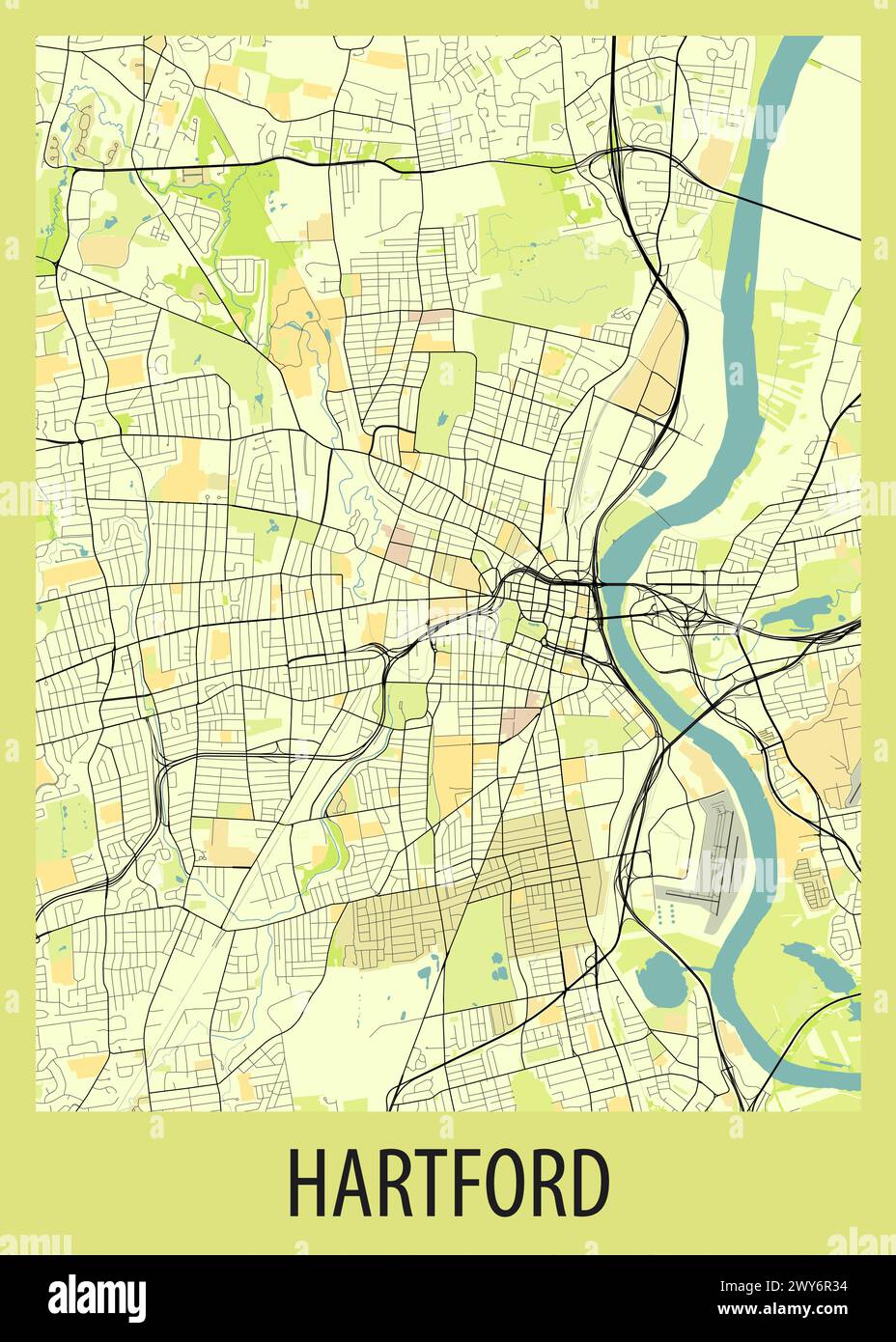 Map of hartford city hi-res stock photography and images - Alamy