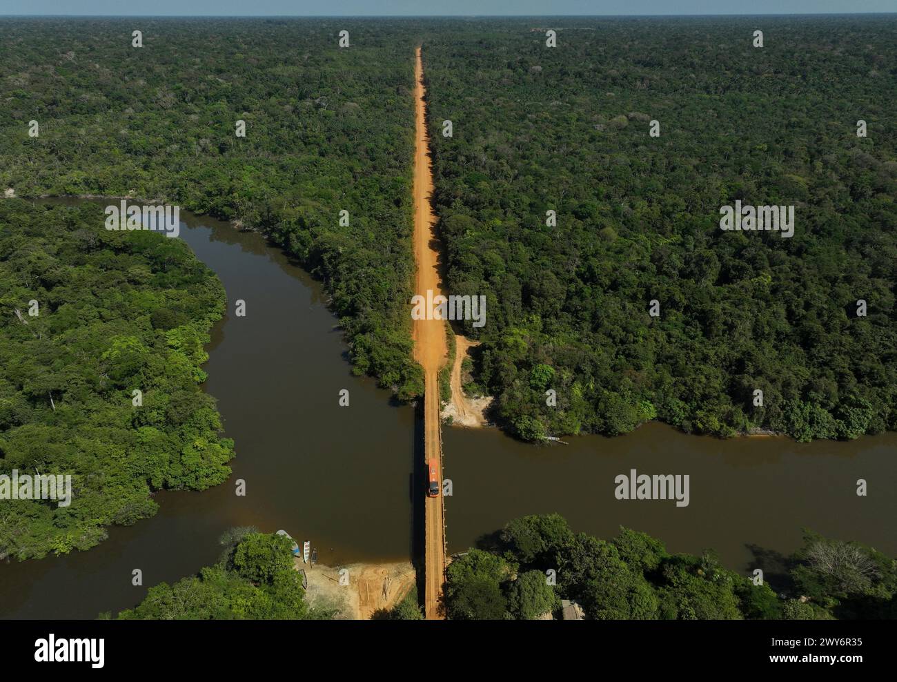 The Trans-Amazon highway crosses the Assua River near Canutama ...