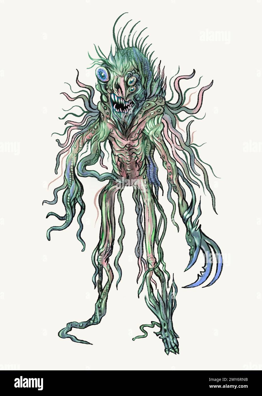 weird eldritch monster being illustration Stock Photo - Alamy