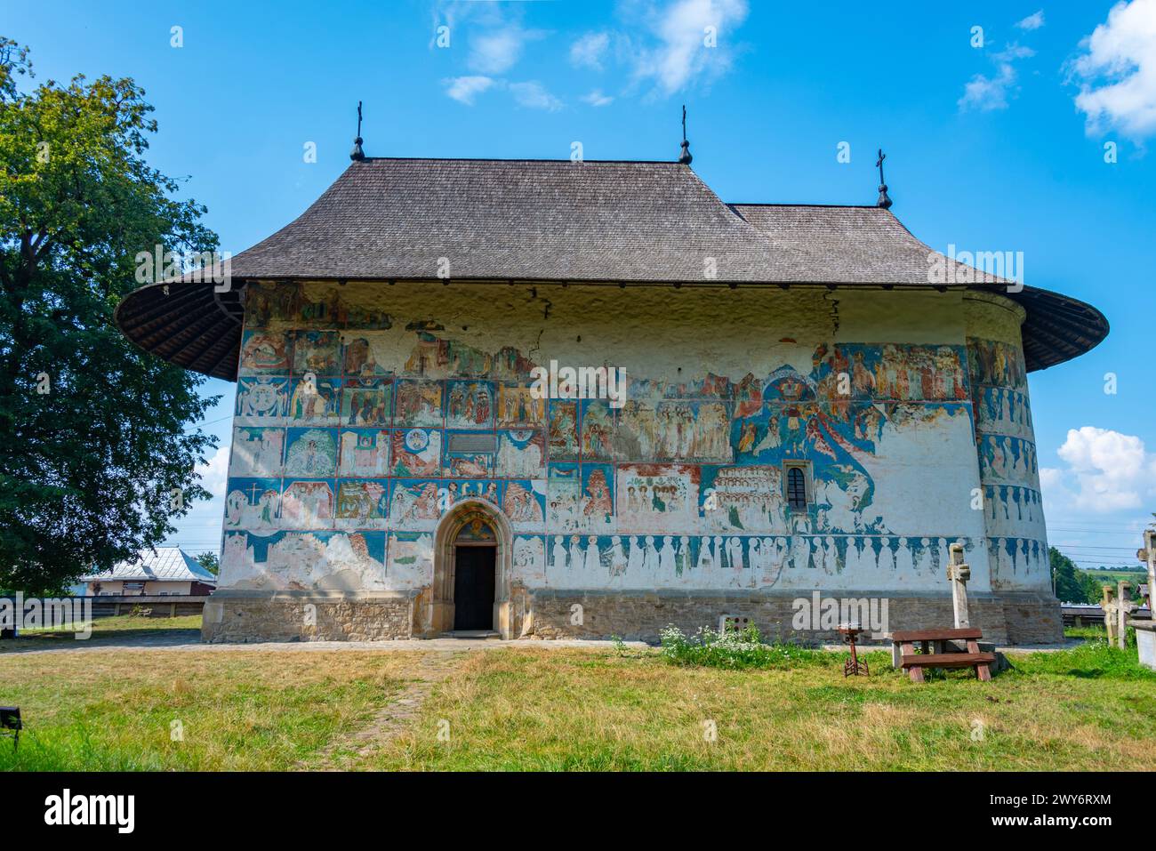 Summer at the Arbore monastery in Romania Stock Photo - Alamy