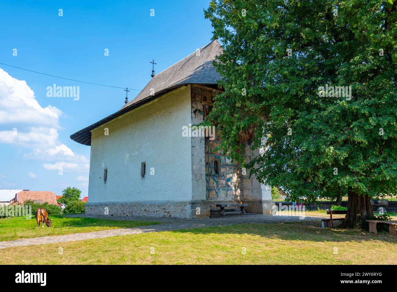 Summer at the Arbore monastery in Romania Stock Photo - Alamy