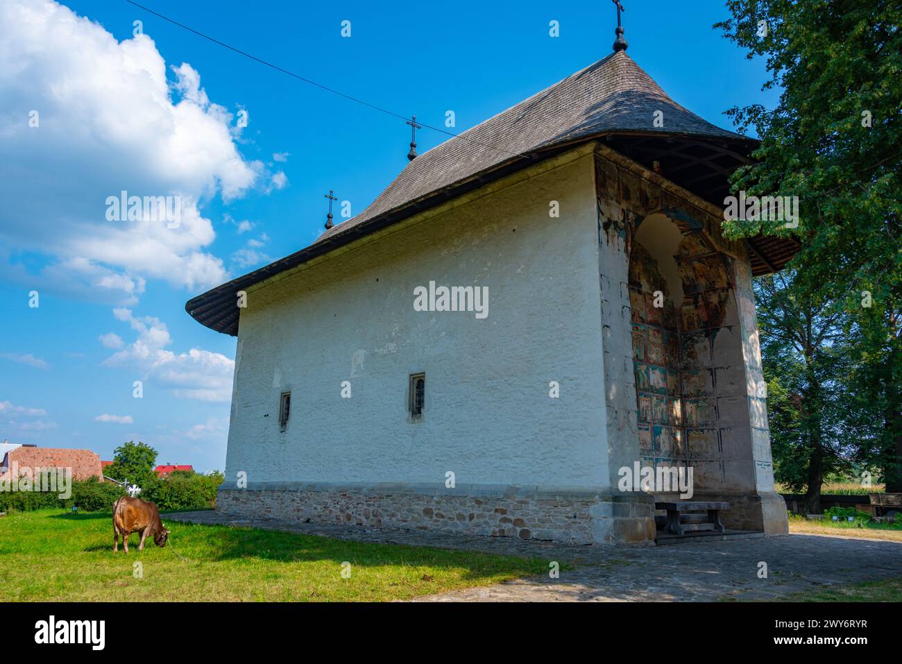 Summer at the Arbore monastery in Romania Stock Photo - Alamy