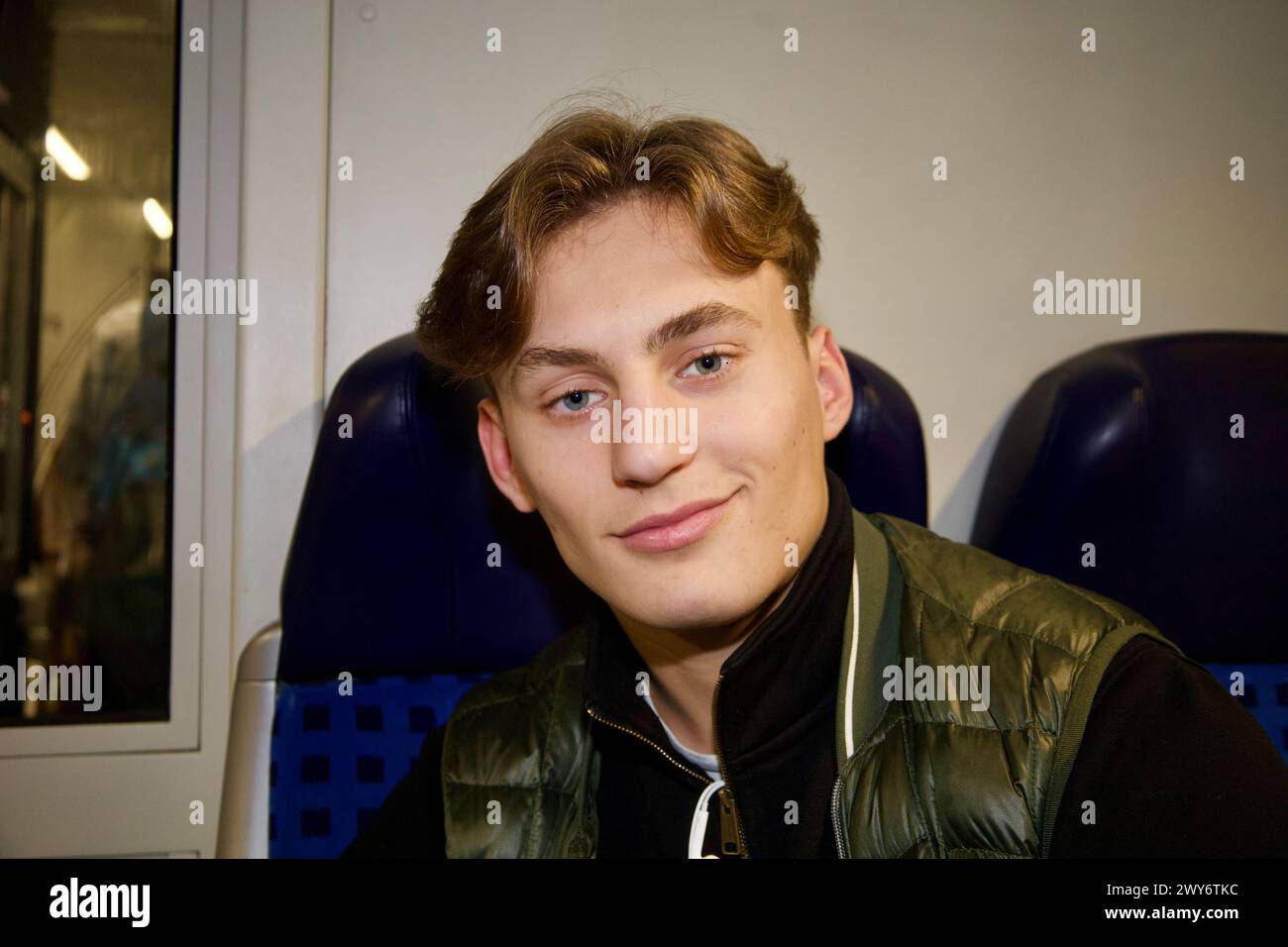 Berlin, Germany, March 29, 2024. A handsome German male passenger from ...