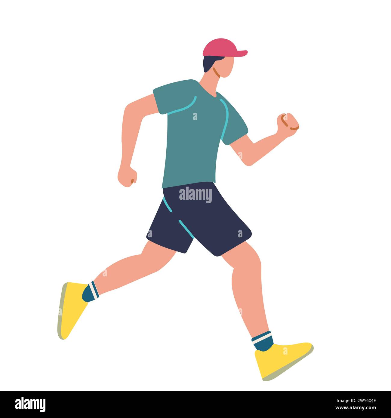 Man running sprinting flat vector illustration isolated on white ...