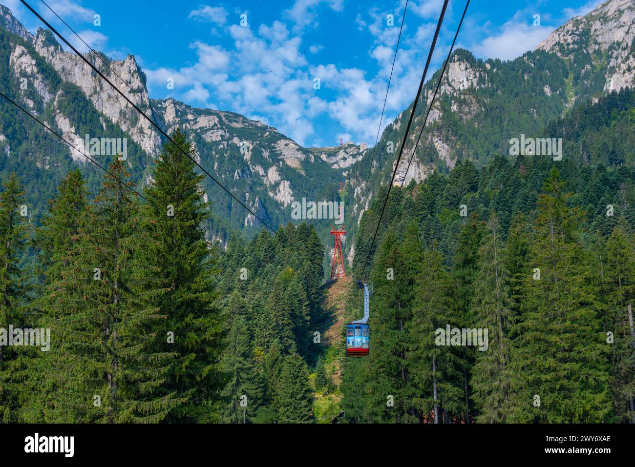 Busteni-Babele cable car in Romania Stock Photo - Alamy