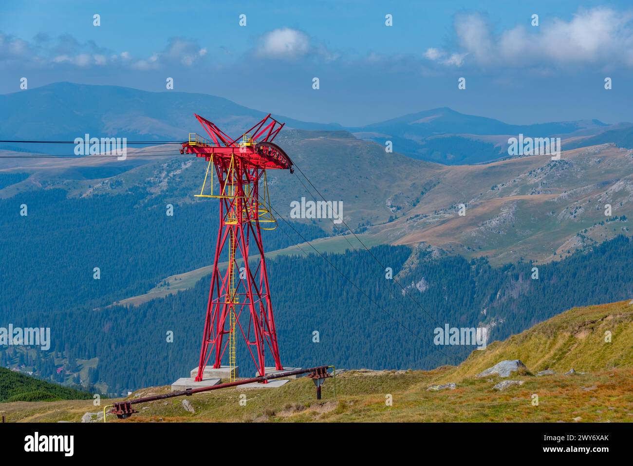 Busteni-Babele cable car in Romania Stock Photo - Alamy