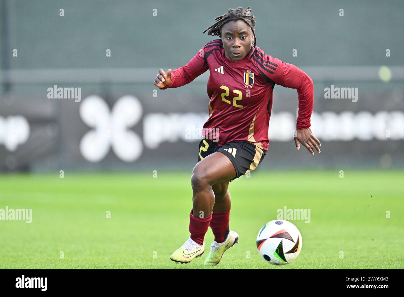 Tubize, Belgium. 04th Apr, 2024. Welma Fon (22) of Belgium pictured ...