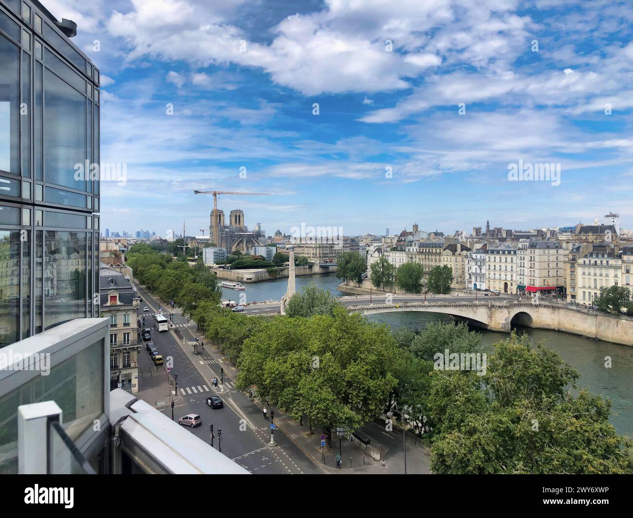 Paris landscape from institut du monde arabe terrace in summer Stock ...