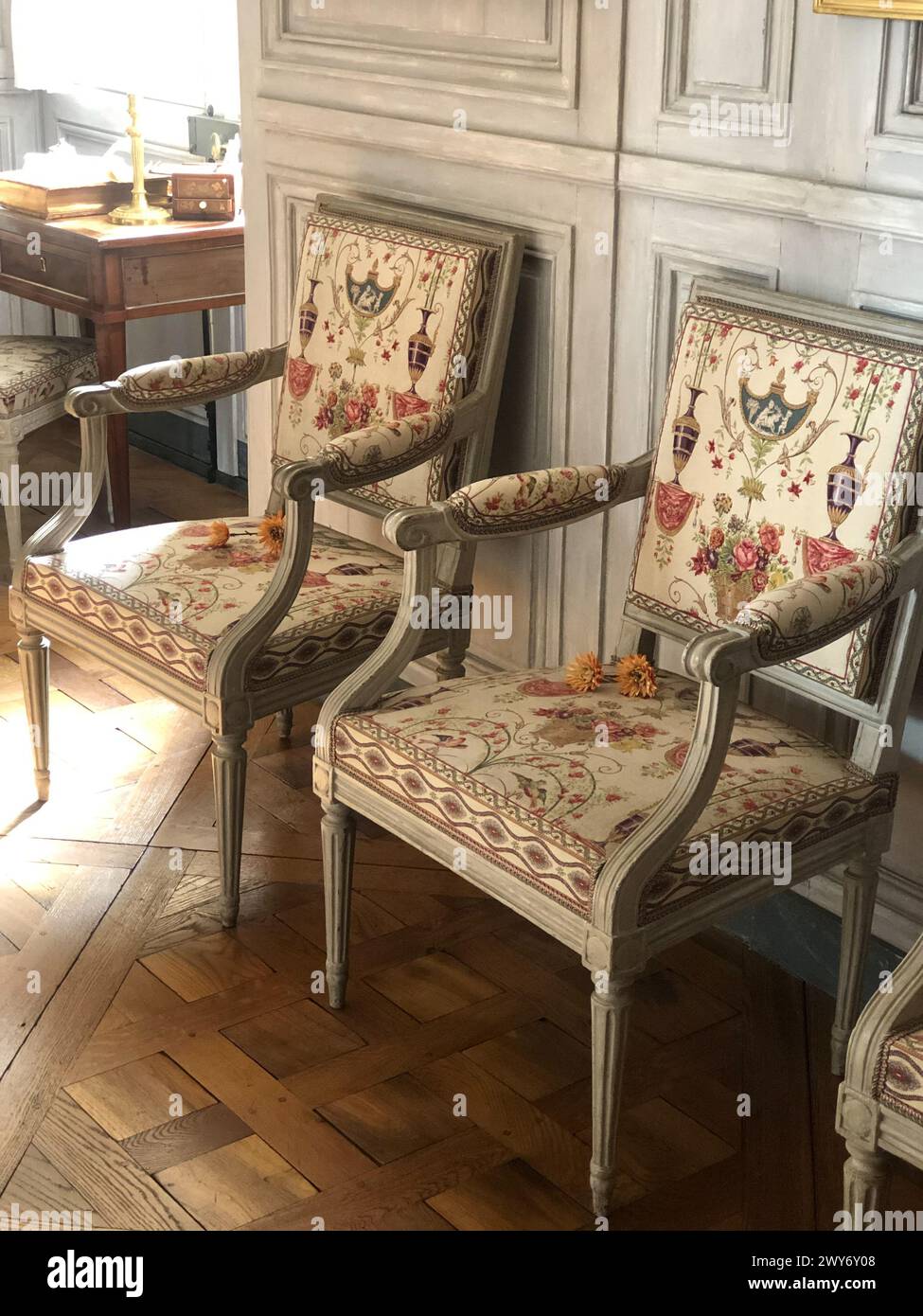 Paris, France - July 12, 2023: details of furniture in the Garde-meuble ...