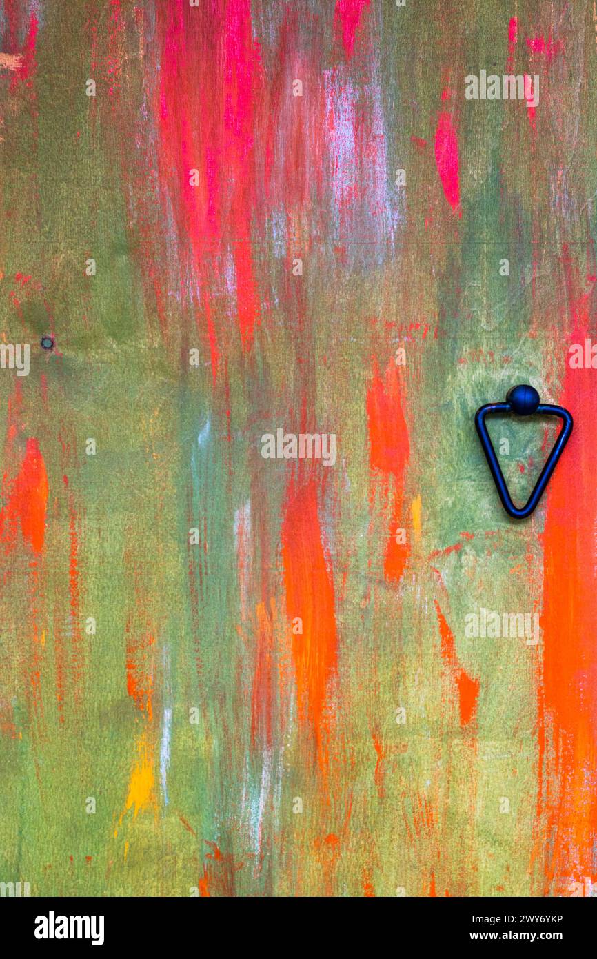 Vibrant concrete wall with a black metal hook in the corner Stock Photo ...