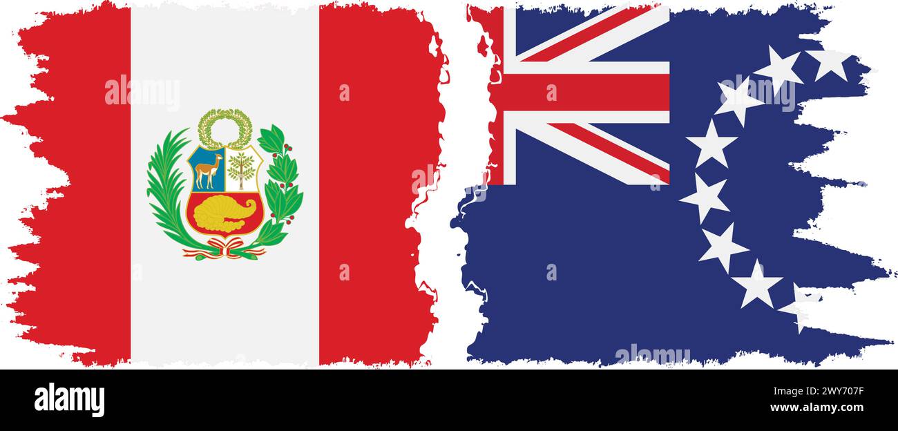 Cook Islands and Peru grunge flags connection, vector Stock Vector ...