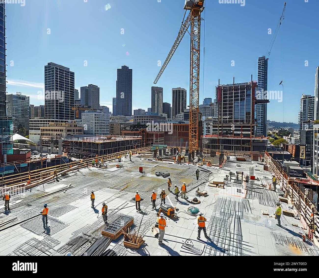 Construction workers wearing orange hi-res stock photography and images ...