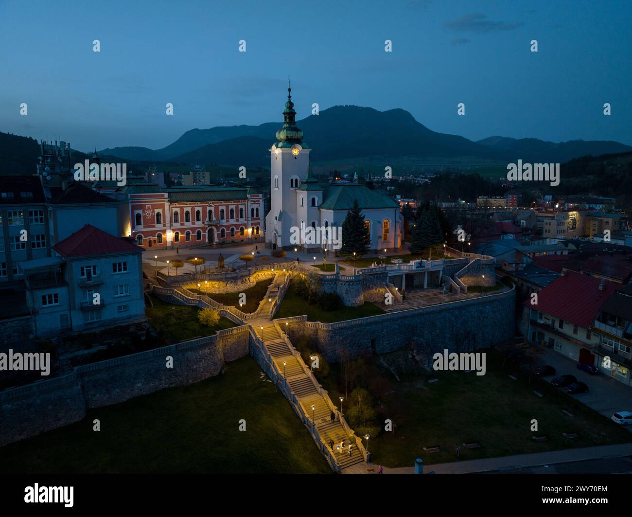 Night view of Andrej Hlinka Mausoleum in Ruzomberok Stock Photo - Alamy