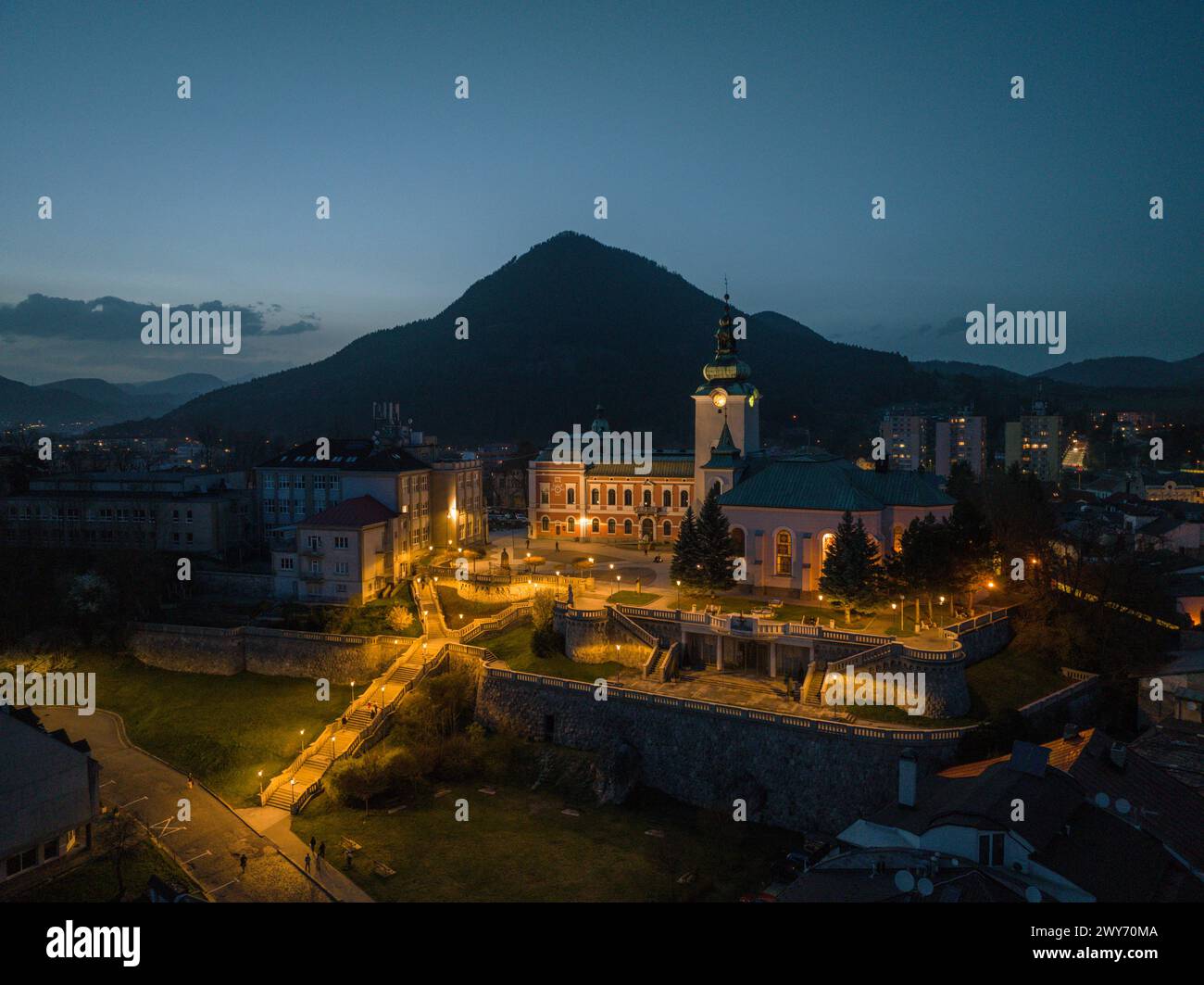 Night view of Andrej Hlinka Mausoleum in Ruzomberok Stock Photo - Alamy