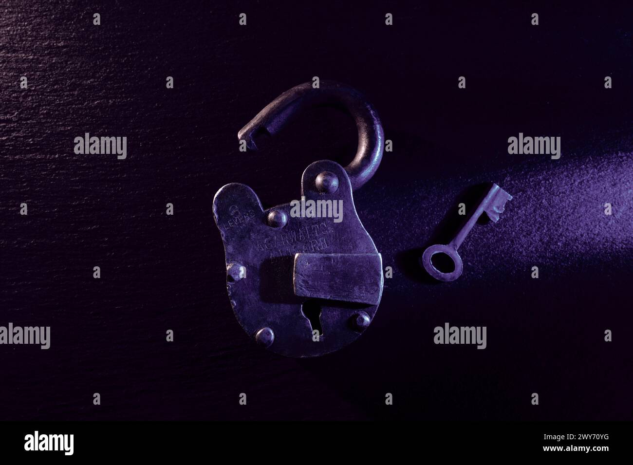 Vintage Antique Padlock and Key Book Cover Stock Photo - Alamy