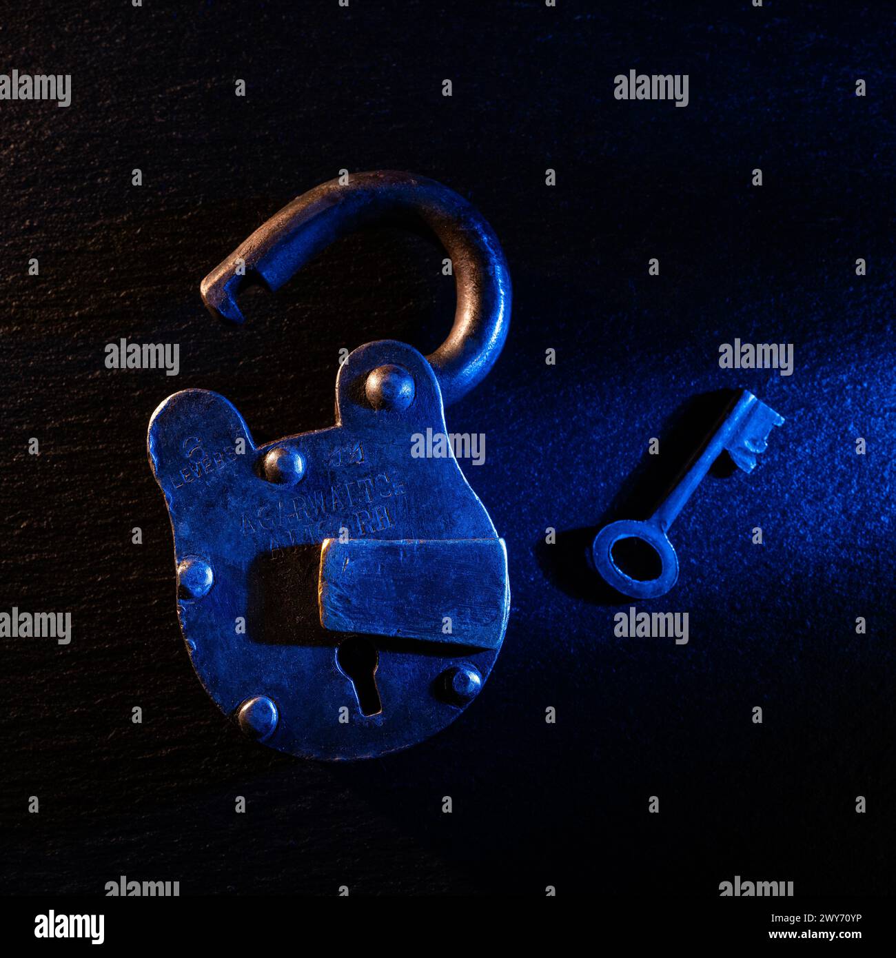 Vintage Antique Padlock and Key Book Cover Stock Photo - Alamy