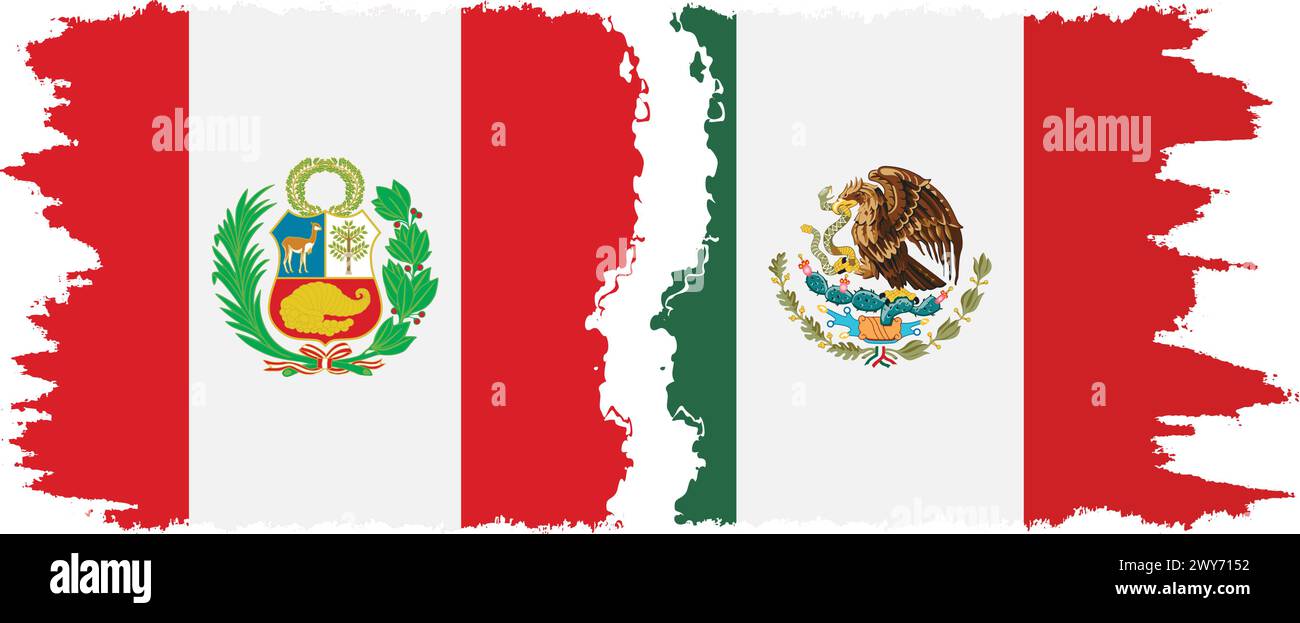 Mexico and Peru grunge flags connection, vector Stock Vector Image ...