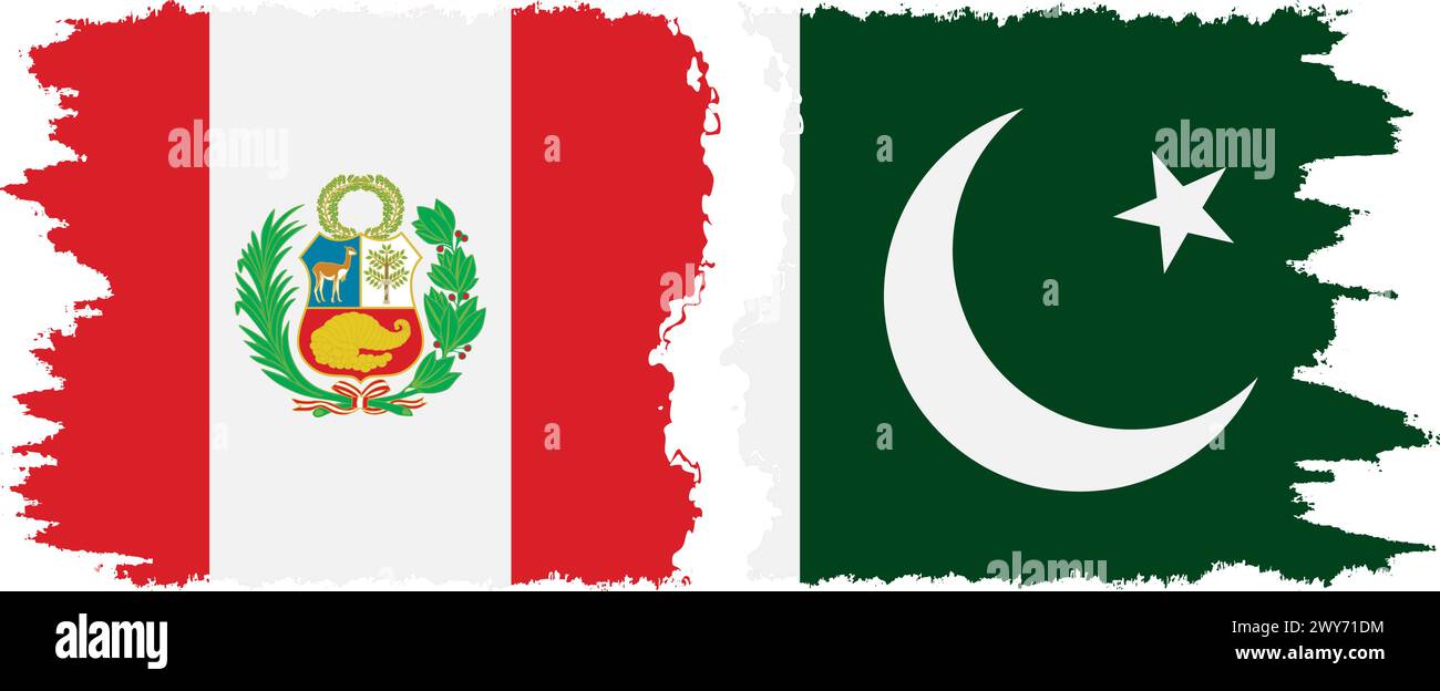 Pakistan and Peru grunge flags connection, vector Stock Vector Image ...
