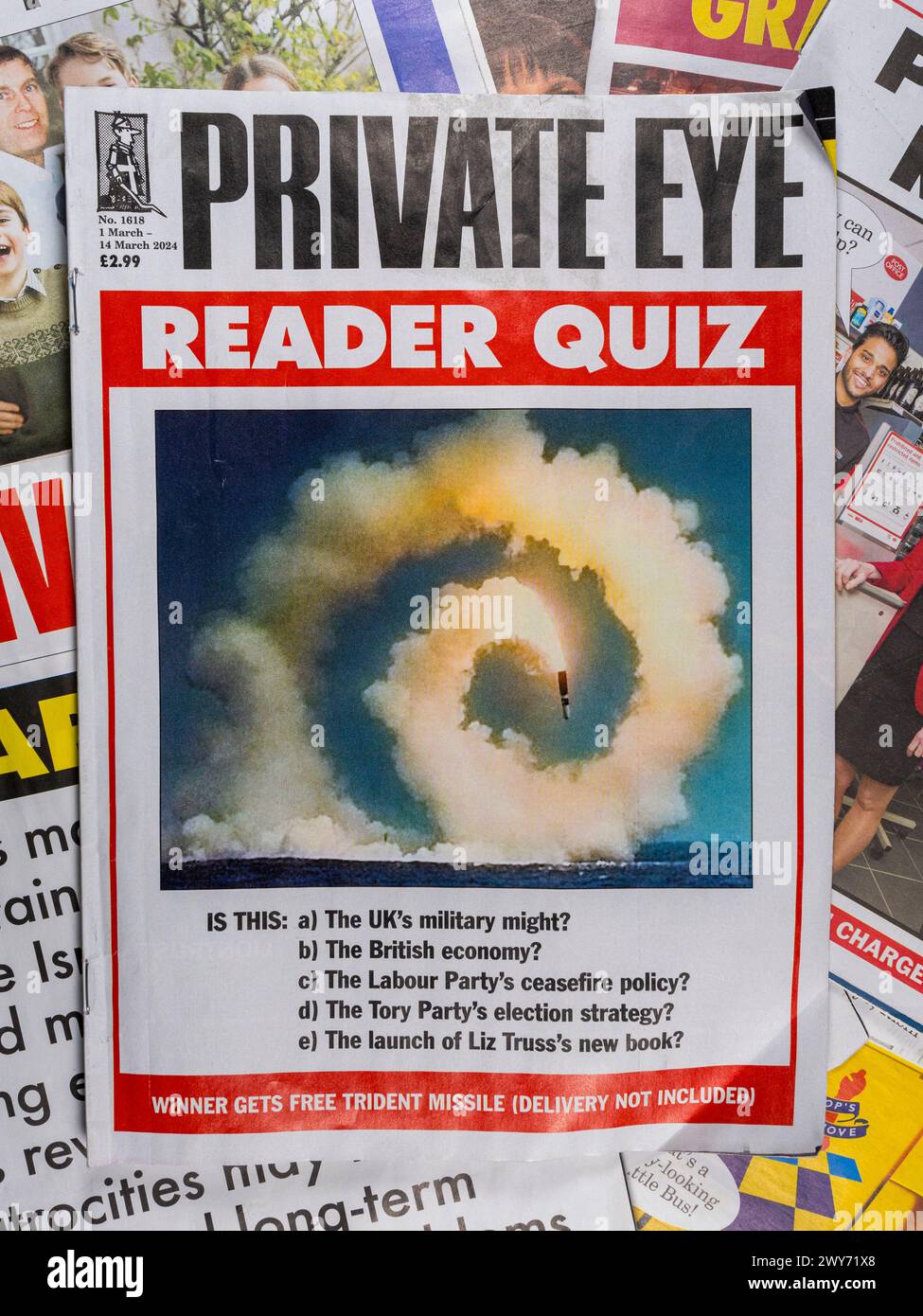 "Reader Quiz..." front cover of Private Eye magazine in the 1st-14th ...