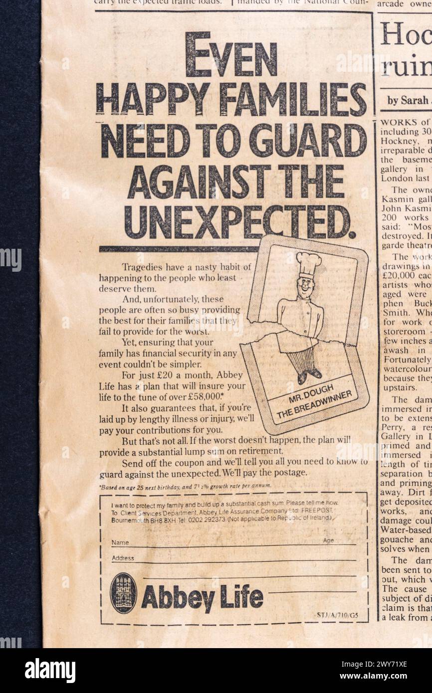 Advert for Abbey Life in the Sunday Times newspaper (original copy ...