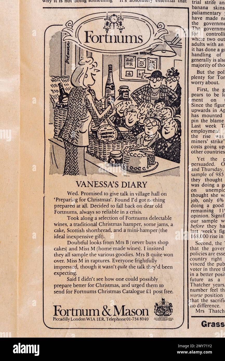 Advert for Fortnum & Mason shop in Piccadilly, London in the Sunday ...