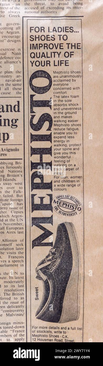 Advert for Mephisto Shoes for ladies in the Sunday Times newspaper ...