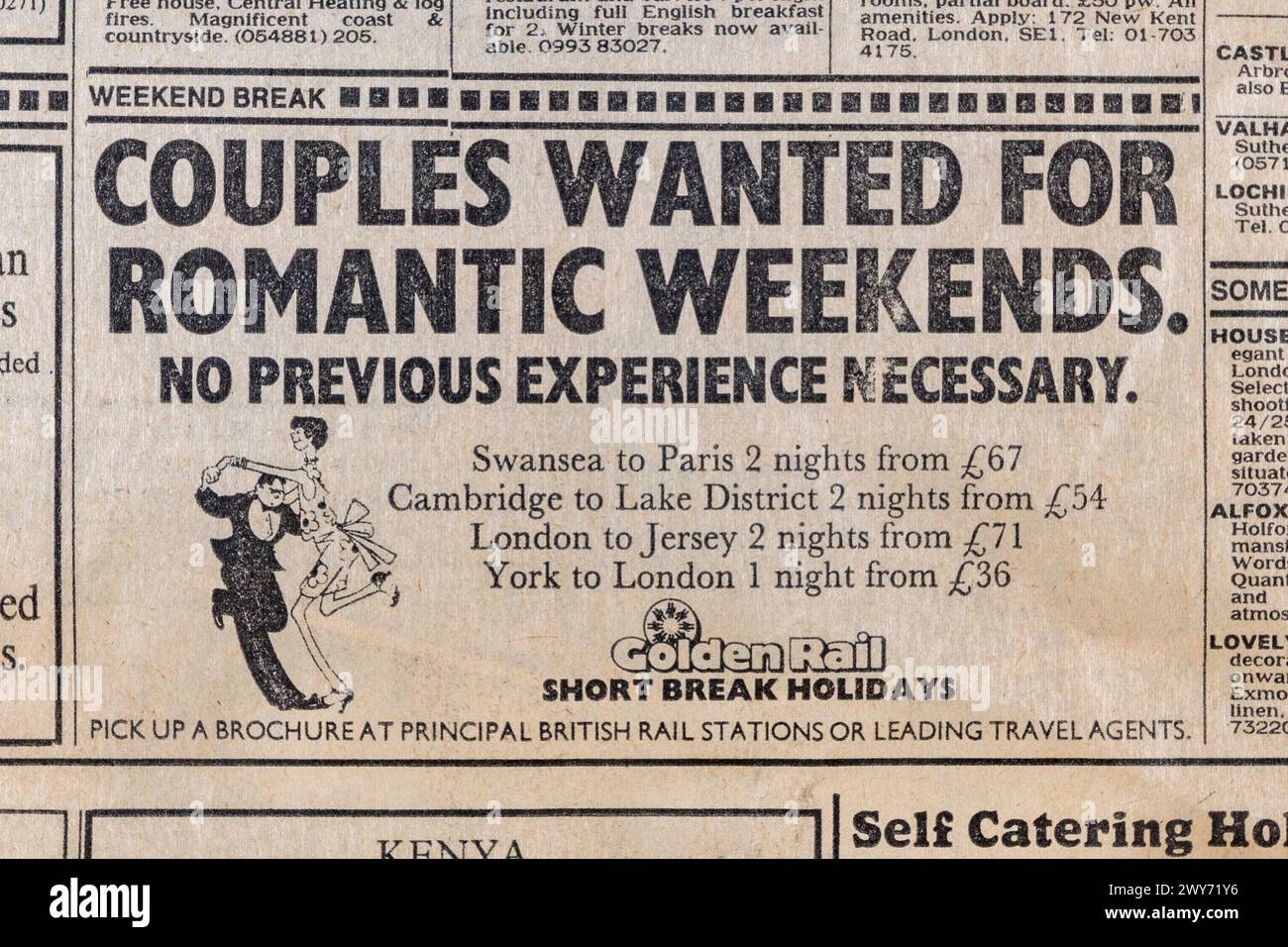 Advert for Golden Rail short break holidays in the Sunday Times ...
