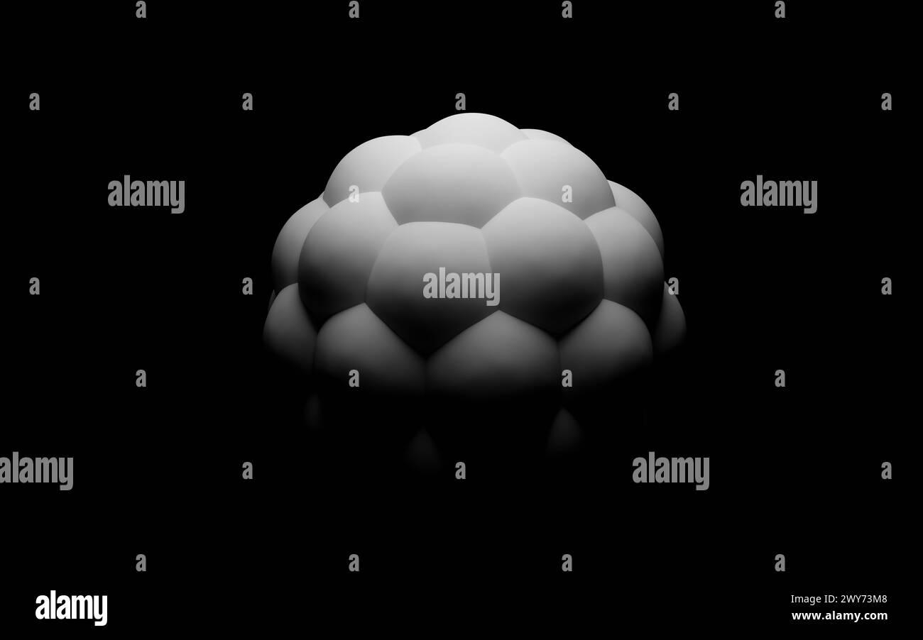 Monochrome geometric sphere with shadows on a black background 3d ...