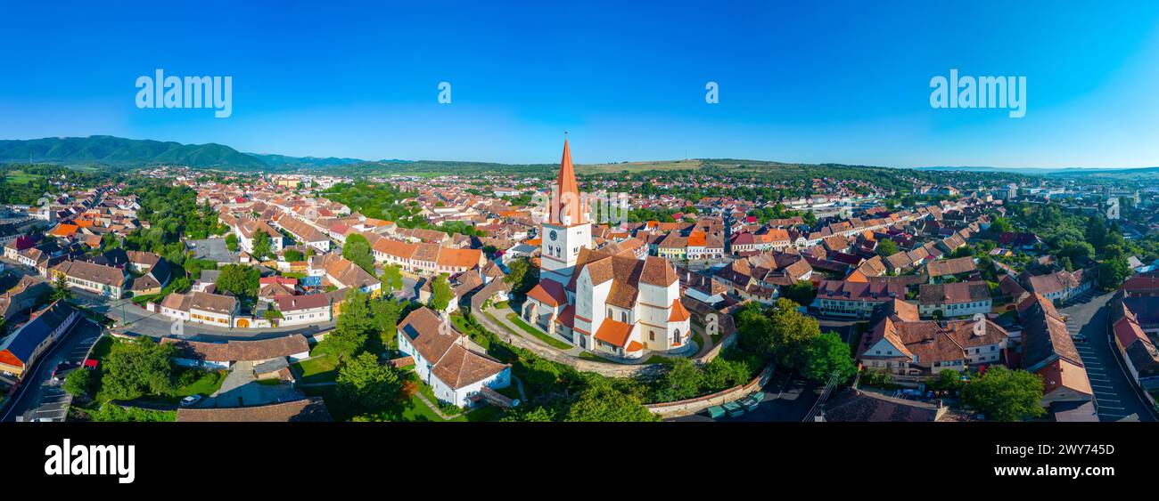 Panorama view of Saint Walpurga Fortified Church in Cisnadie Stock ...