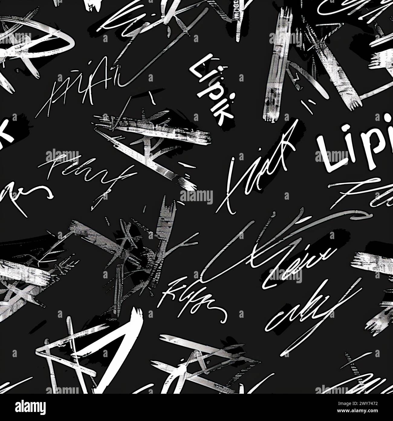 Black and white photograph of a cluster of various handwritten notes ...