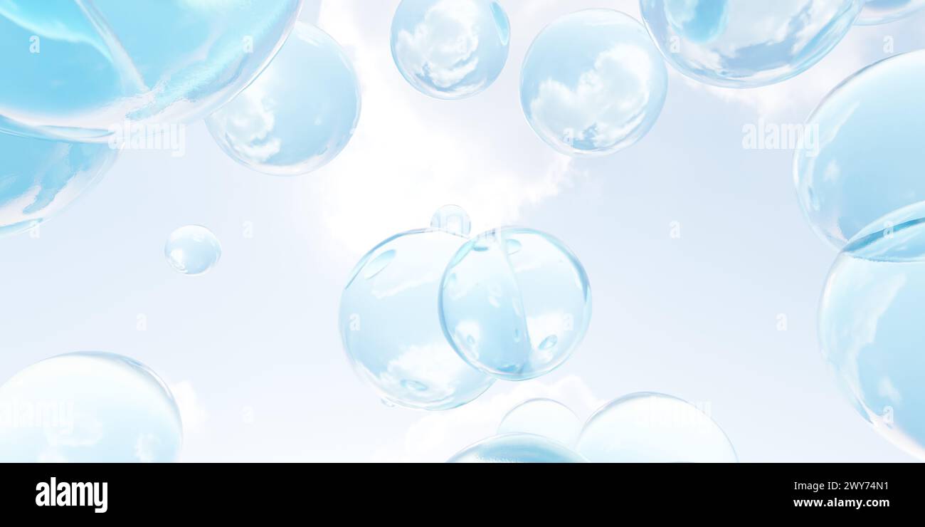 Floating soap bubbles in air 3d render illustration Stock Photo - Alamy