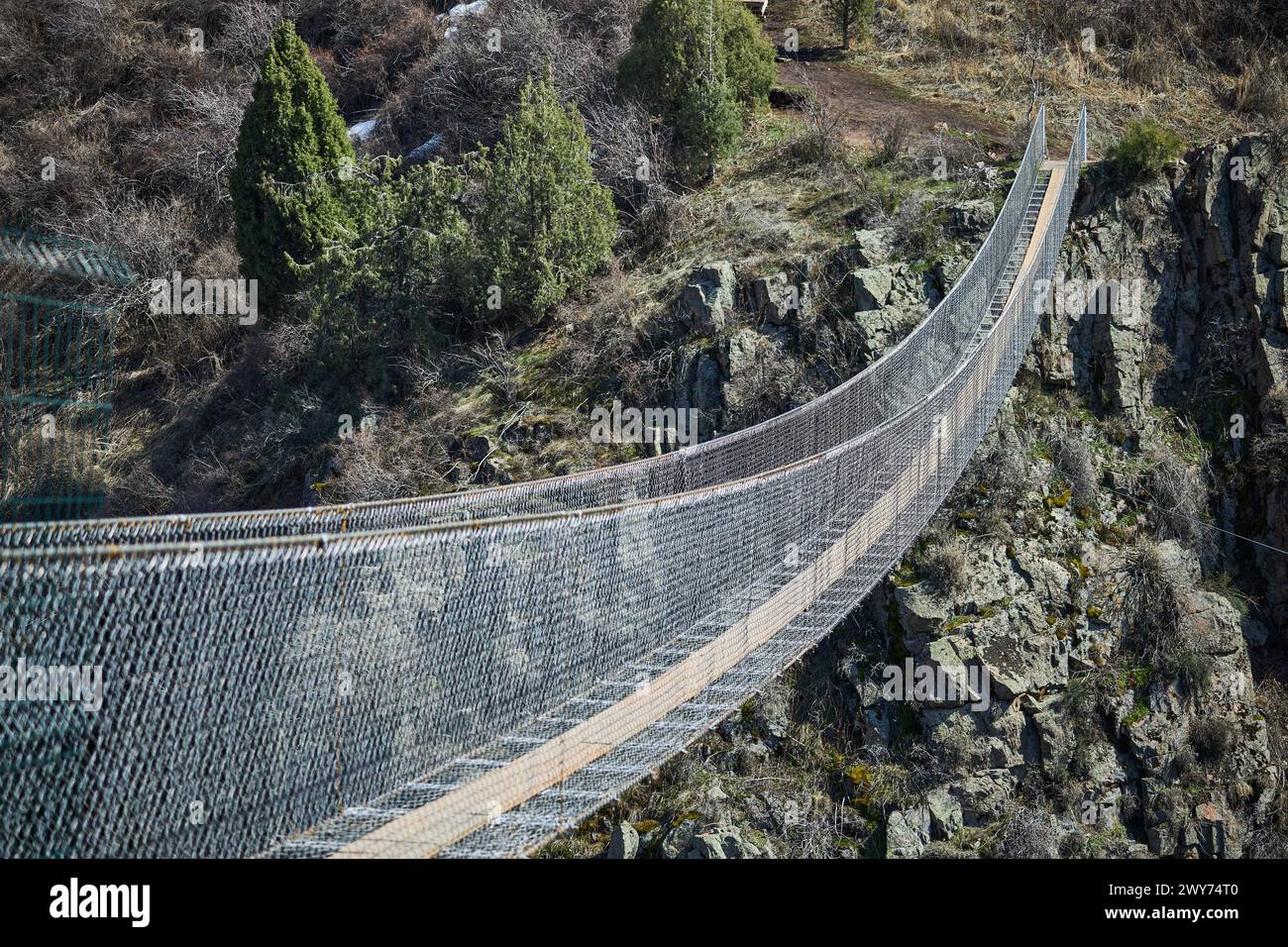 Excursion suspension bridge over the gorge. Sightseeing holiday tour ...