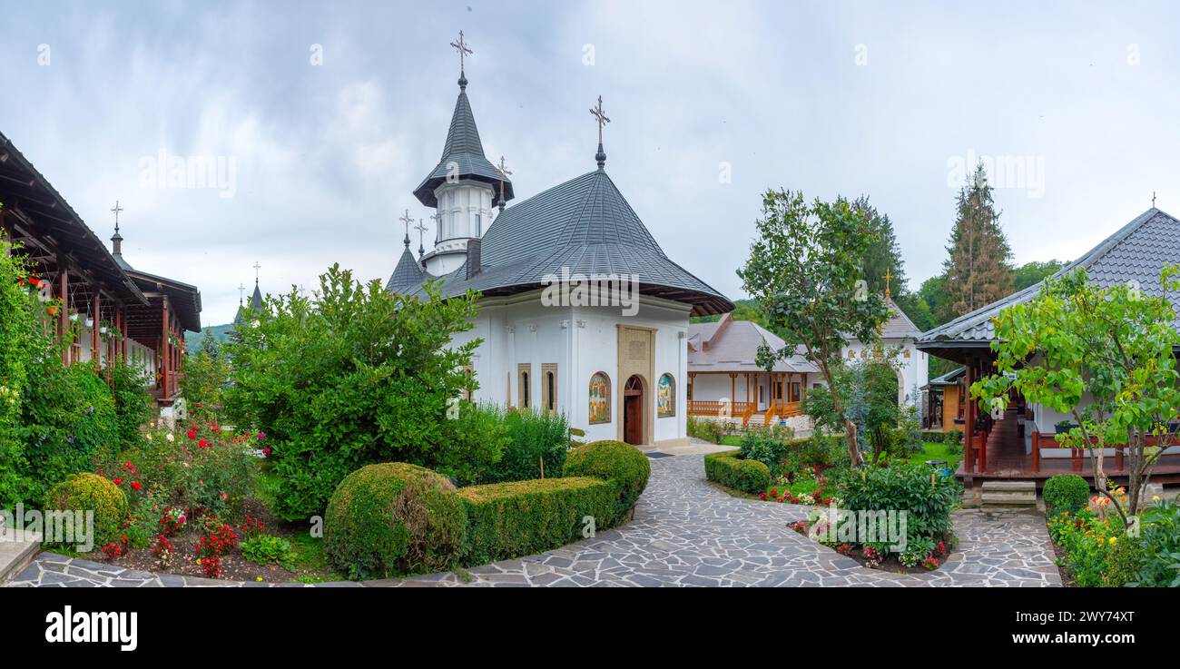 Sihastria monastery during a cloudy day in Romania Stock Photo - Alamy