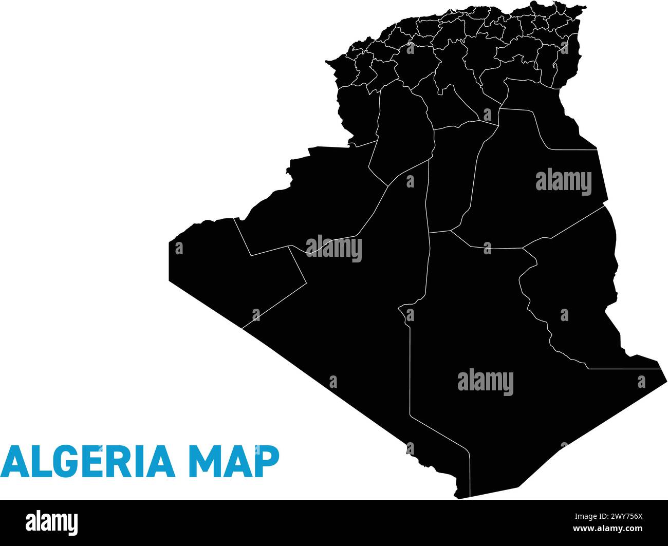 High detailed map of Algeria. Outline map of Algeria. Africa Stock ...